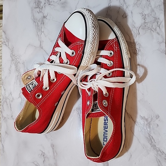 Converse | Shoes | Converse Red Low Top Sneakers | Poshmark
